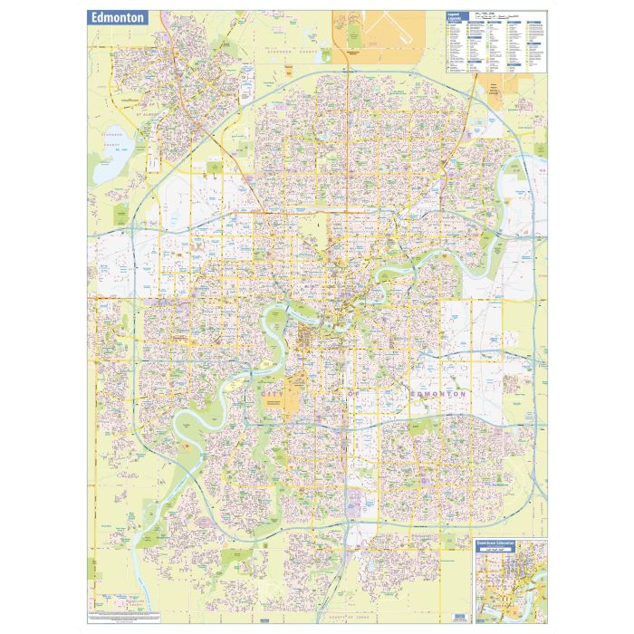Edmonton Wall Map - Street Detail - Large | Stanfords