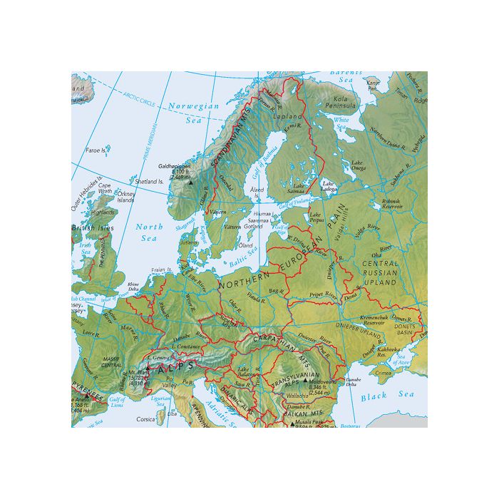 Physical Map Of Europe Map Of Europe Europe Map