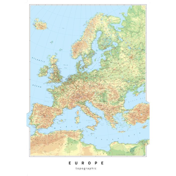 Europe Topographic | Stanfords