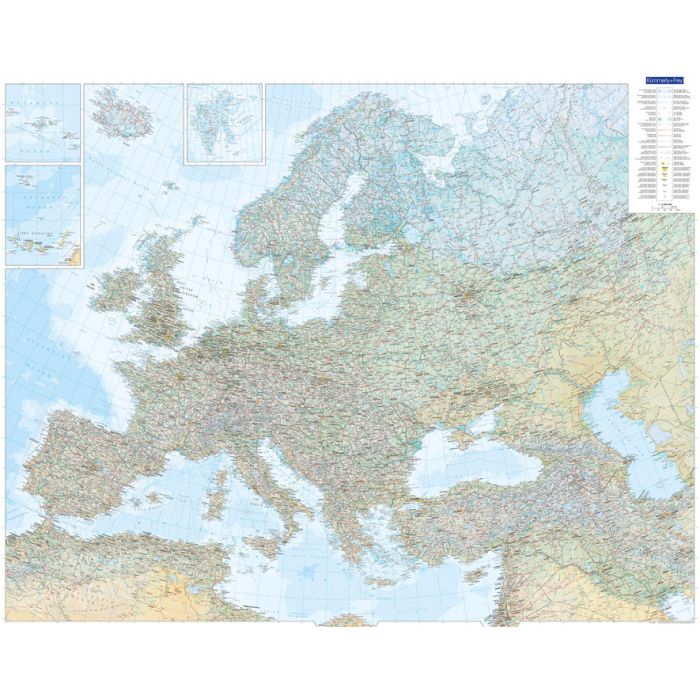 Europe K+F Physical Wall Map LAMINATED | Stanfords