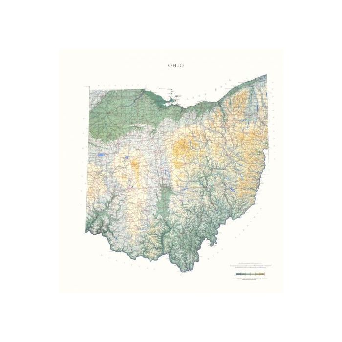 Ohio State Physical Wall Map | Stanfords