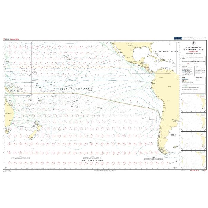 Admiralty Routeing Chart 5128(2) - S Pacific - February | Stanfords