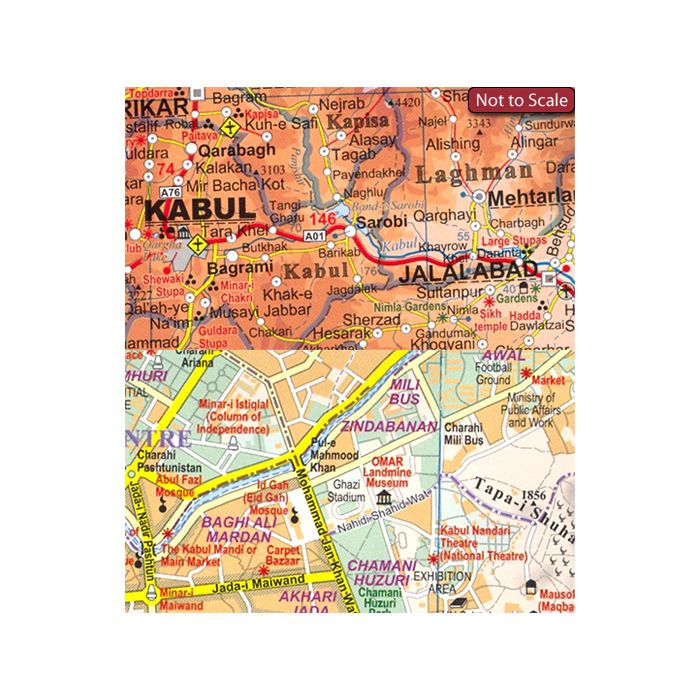 Afghanistan - Kabul & 5 Cities Street Plans Gizi Wall Map | Stanfords