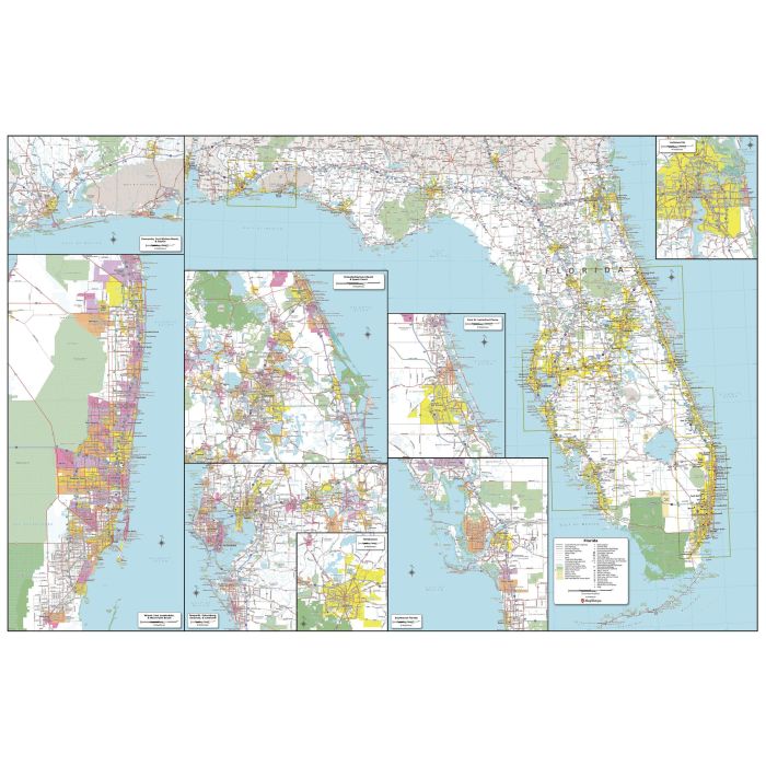 Florida State Wall Map - Large | Stanfords Florida State Wall Map - Large | Stanfords