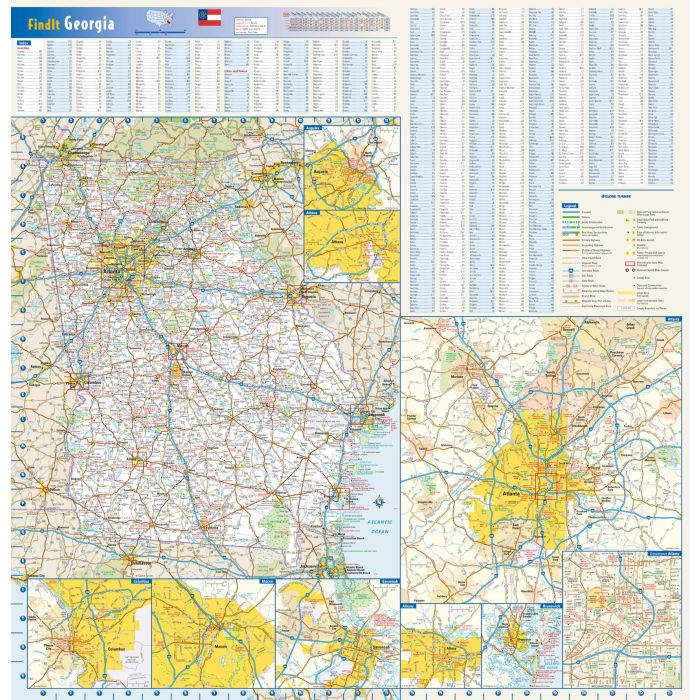 Georgia State Wall Map | Stanfords