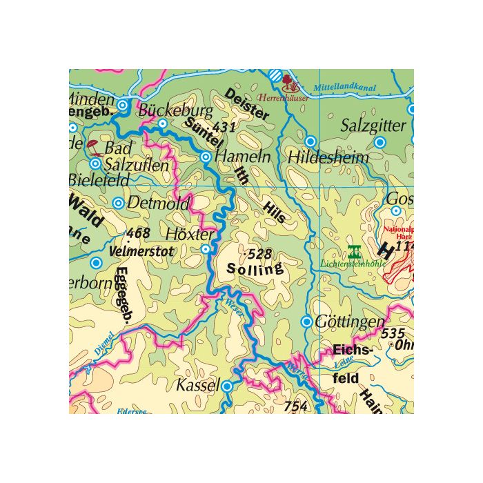 Germany Physical Map Rivers