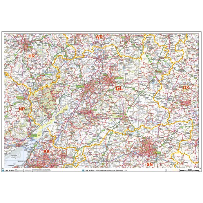 Gloucester - GL - Postcode Wall Map | Stanfords