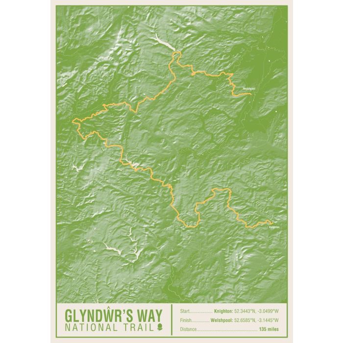 Glyndwr's Way National Trail Map Print | Stanfords