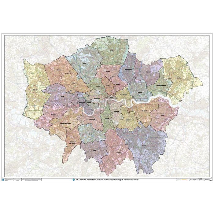Greater London Authority Boroughs Wall Map | Stanfords