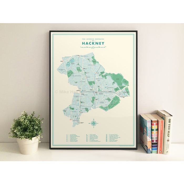 Hackney (London borough) Retro Map Giclee Print A2 | Stanfords