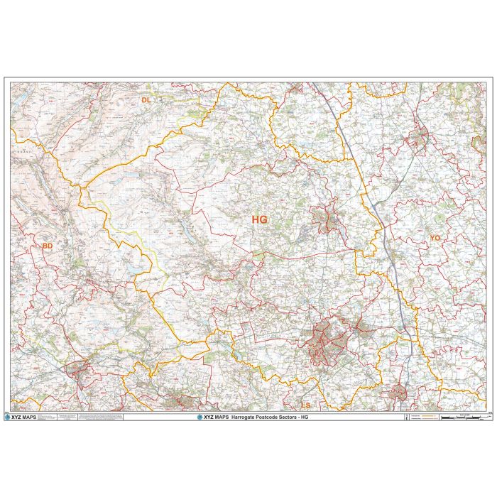 Harrogate - HG - Postcode Wall Map | Stanfords
