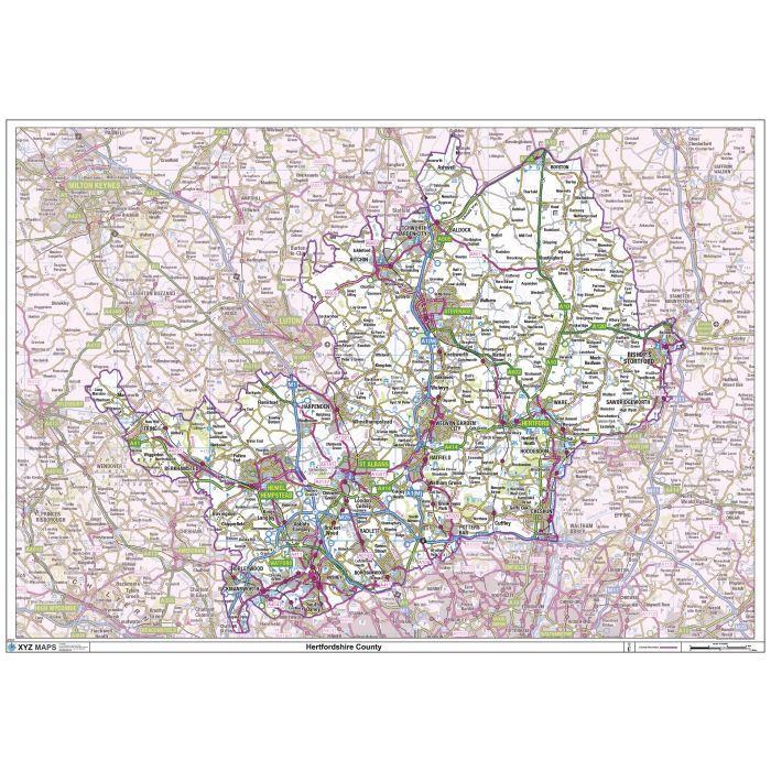 Hertfordshire County Map | Stanfords