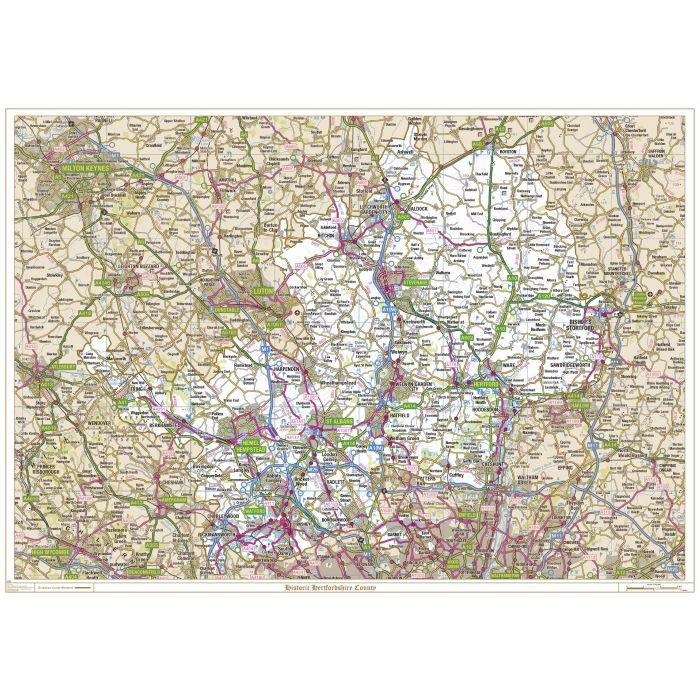 Historic Hertfordshire County Map | Stanfords