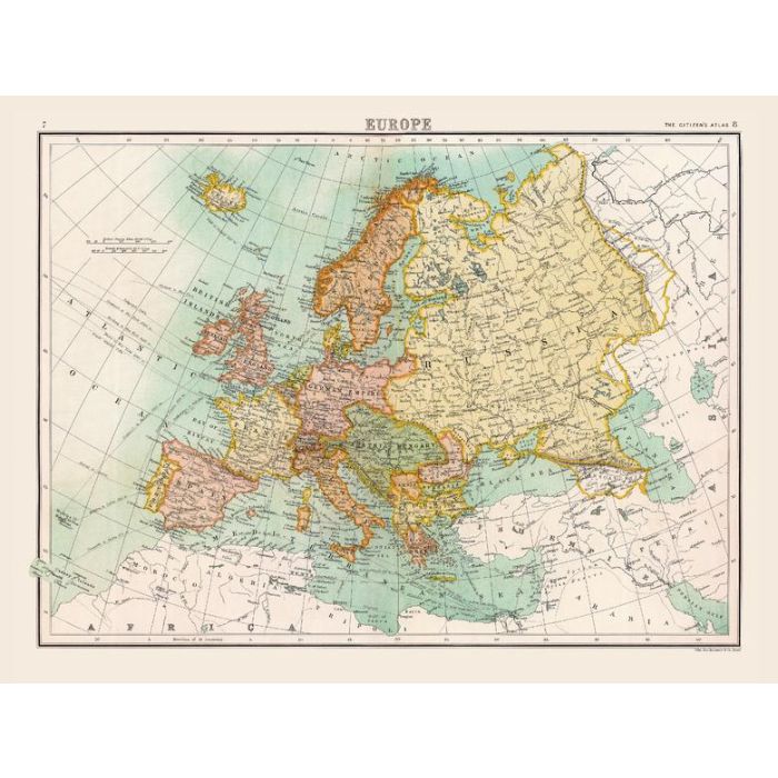 Historic Map of Europe (1898) | Stanfords