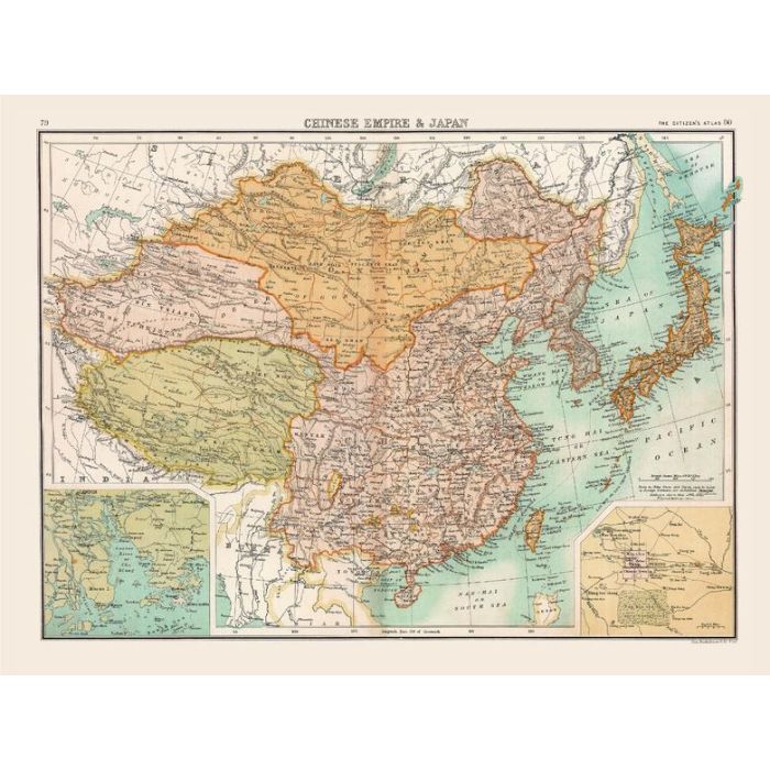 Historic Map of the Chinese Empire and Japan (1898) | Stanfords