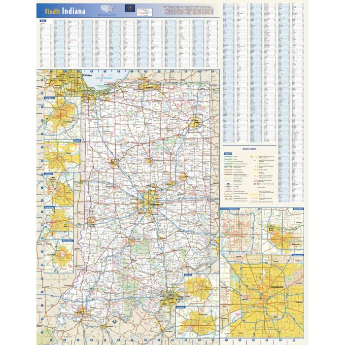 Indiana State Wall Map | Stanfords