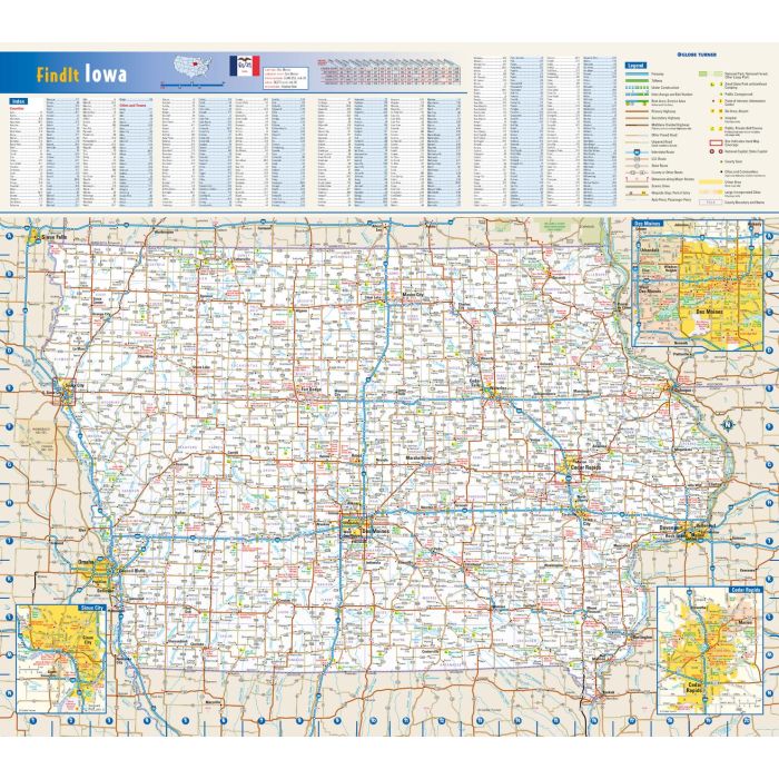 Iowa State Wall Map | Stanfords