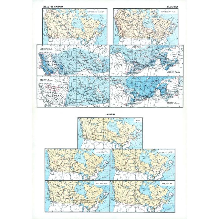 Isotherms, Rainfall, Snowfall and Isobars (1906) | Stanfords