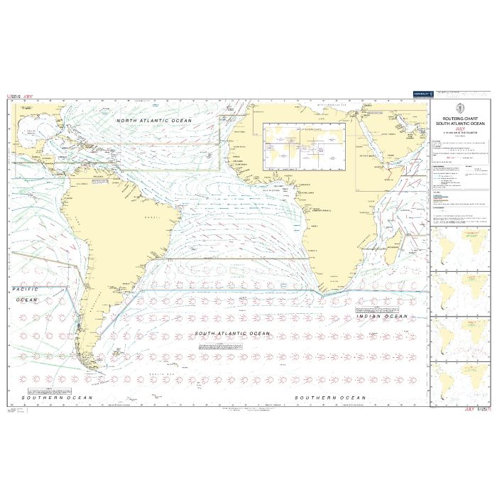 Admiralty Routeing Chart 5125(7) - S Atlantic - July | Stanfords