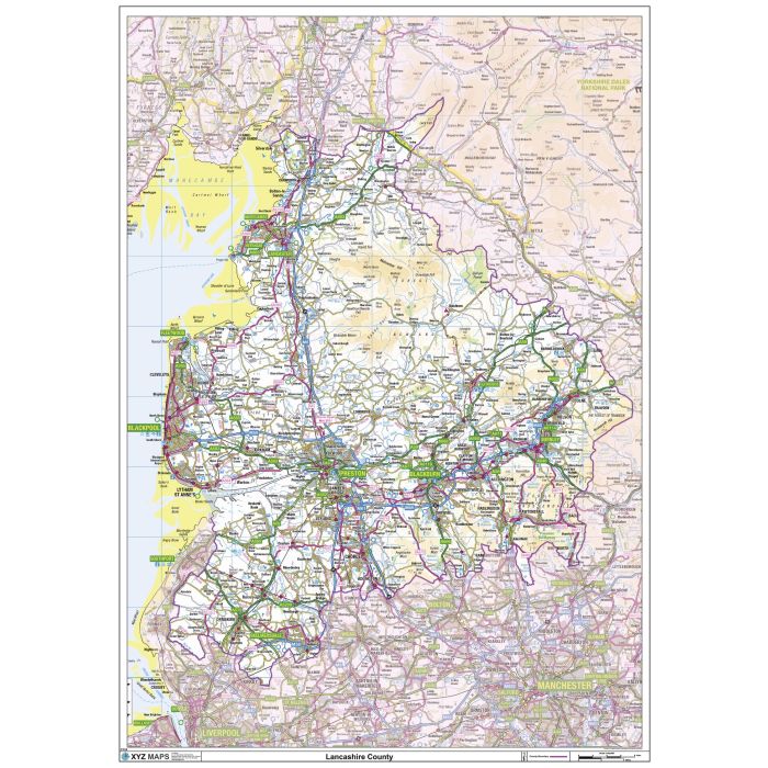Lancashire County Map | Stanfords