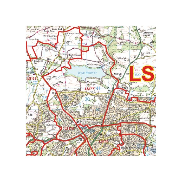 Leeds - LS - Postcode Wall Map | Stanfords