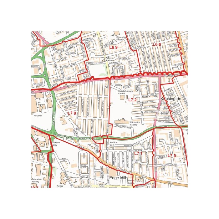 Liverpool City Centre Postcode Sector Wall Map (C2) | Stanfords
