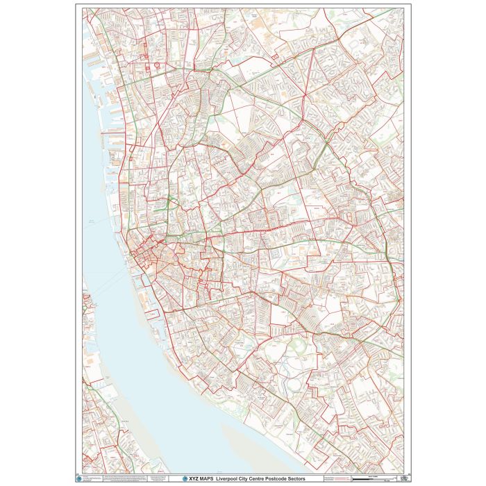 Liverpool City Centre Postcode Sector Wall Map (C2) | Stanfords