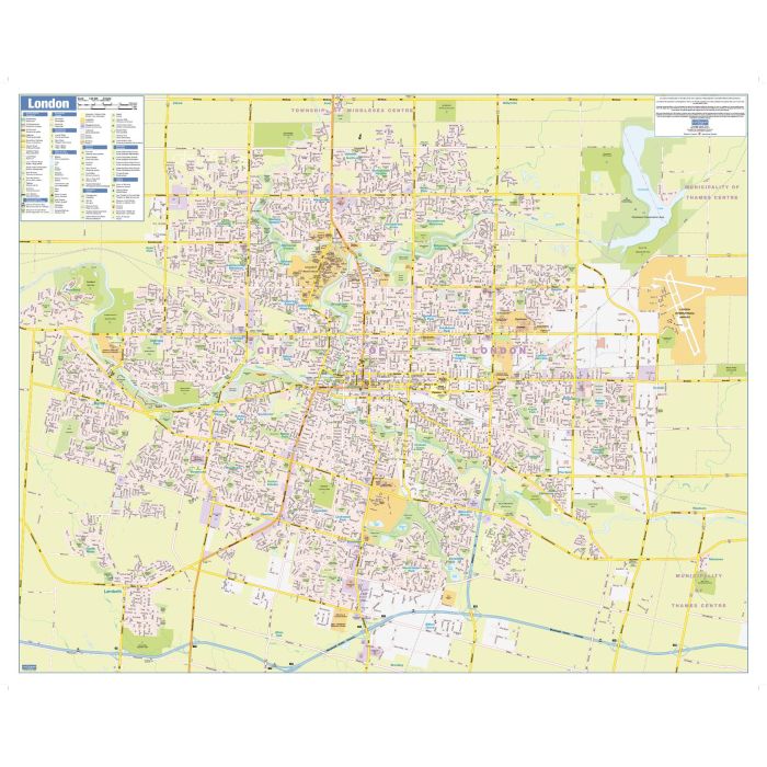 London Ontario Wall Map - Street Detail | Stanfords