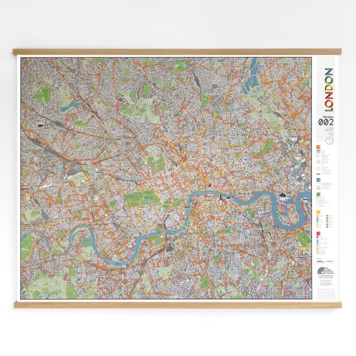 London 002 Future Mapping Wall Map forest - orange - pewter PAPER ...
