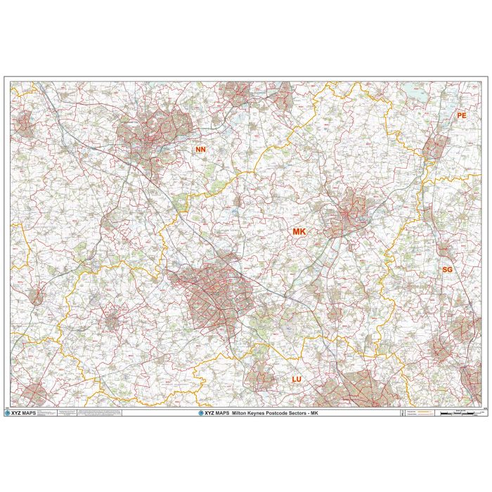 Milton Keynes - MK - Postcode Wall Map | Stanfords