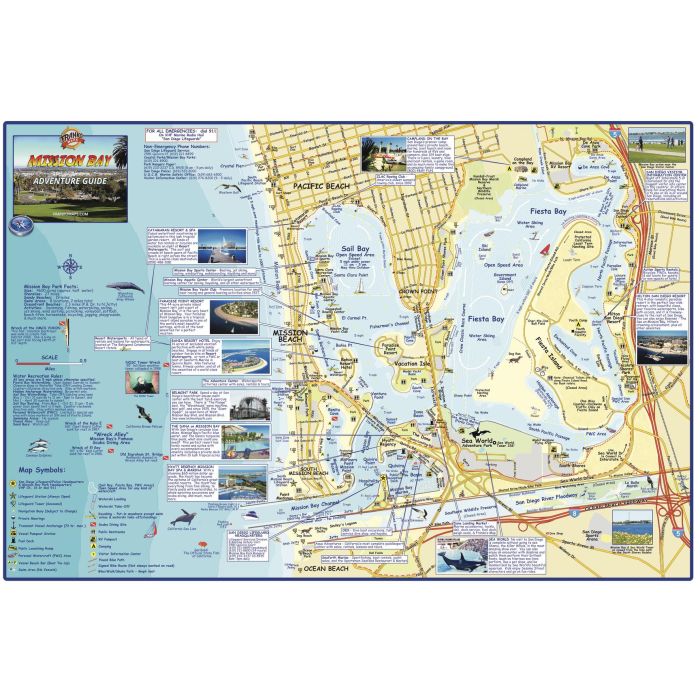 Mission Bay, San Diego, California Wall Map | Stanfords
