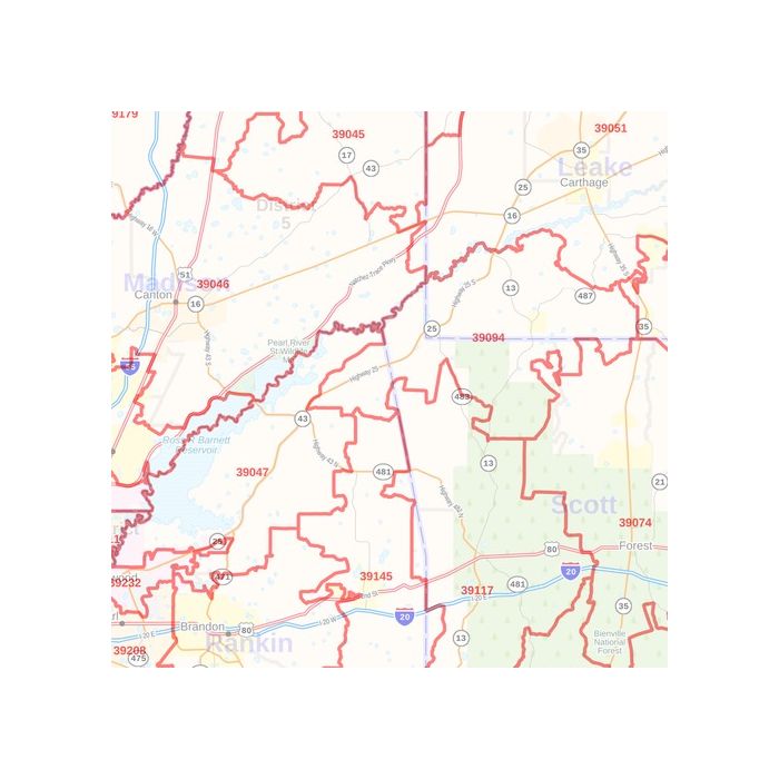Mississippi Zip Code Map Madison County, MS ZIP Code Maps