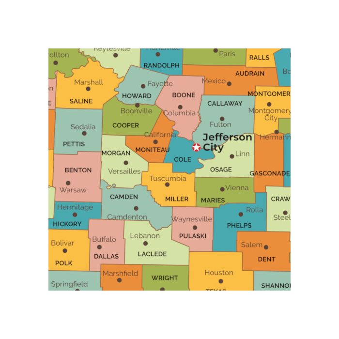 Missouri County Map Of Counties New Sectional Map Of The State Of