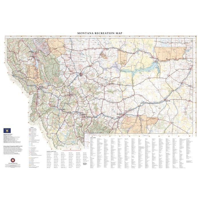 Montana Recreation Wall Map – 26 inch | Stanfords
