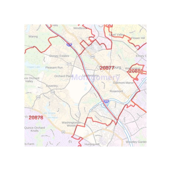 Montgomery County Zip Code Map Montgomery County Maryland ZIP Codes By