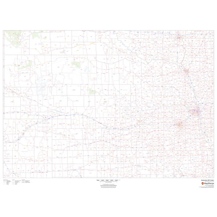 Nebraska ZIP Code Map | Stanfords