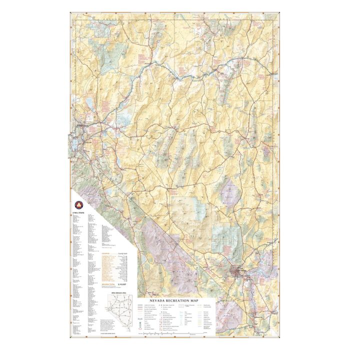 Nevada Recreation Wall Map – 26 inch | Stanfords