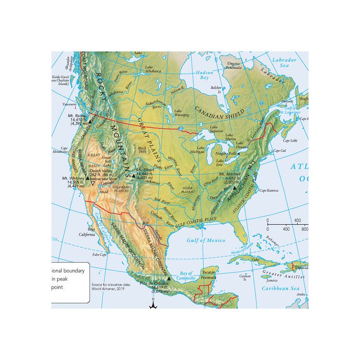 Physical Map Of North America Ezilon Maps Oceanos Do Mundo