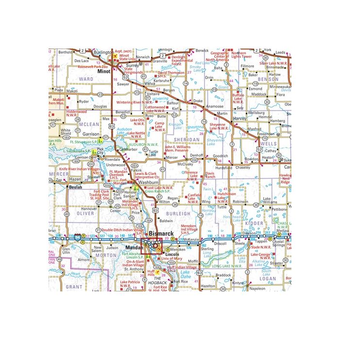 North Dakota State Map With Cities _North Dakota US Map Vector Exact