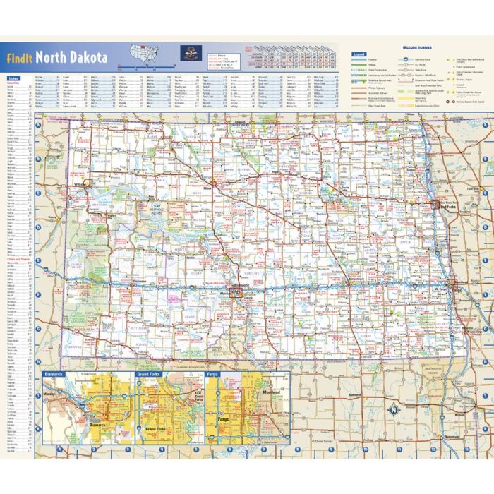 North Dakota State Wall Map | Stanfords