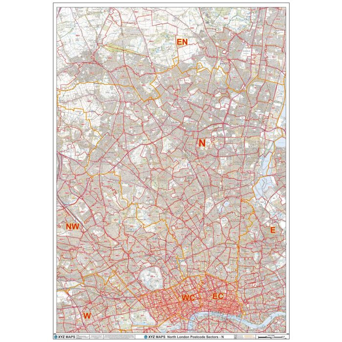 North London - N - Postcode Wall Map | Stanfords