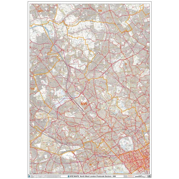 North West London - NW - Postcode Wall Map | Stanfords