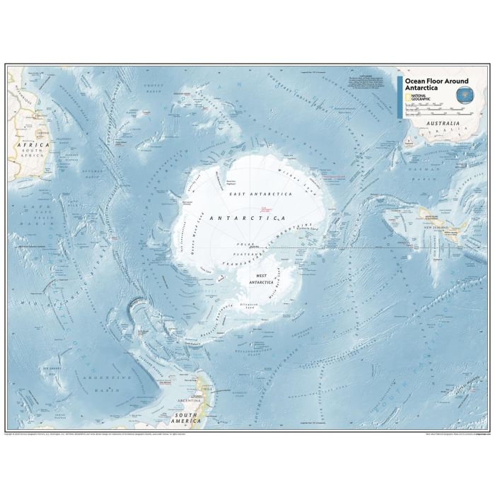 Ocean Floor around Antarctica - Atlas of the World, 11th Edition Map | Stanfords