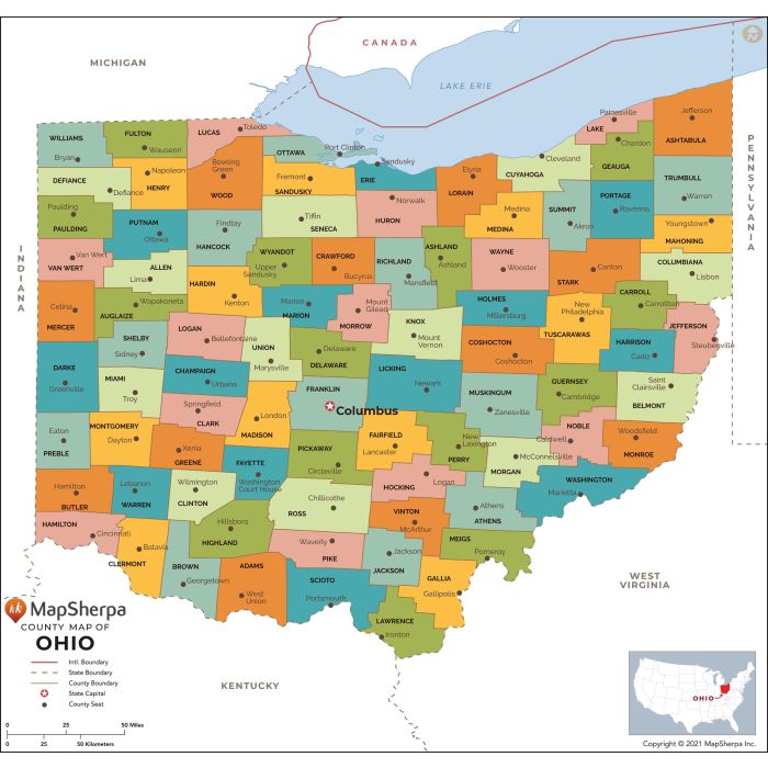 Ohio Counties Map - Large Map | Stanfords