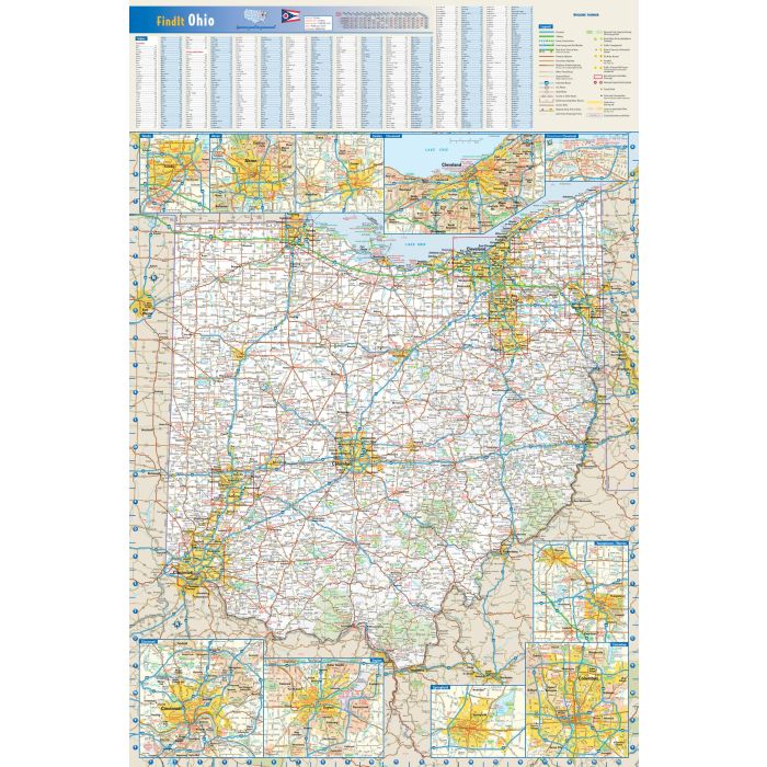 Ohio State Wall Map | Stanfords