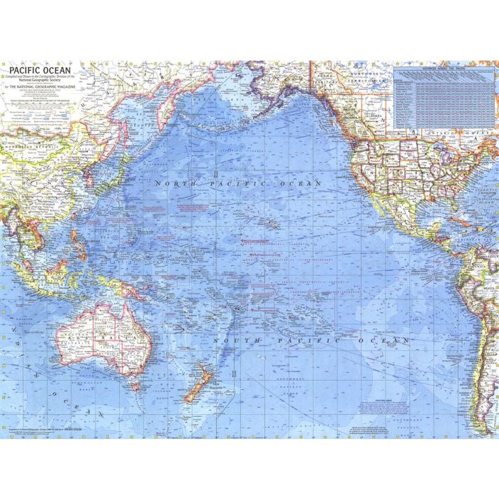 Pacific Ocean - Published 1969 Map | Stanfords