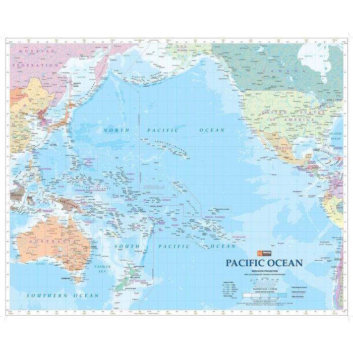 Pacific Ocean Wall Map | Stanfords