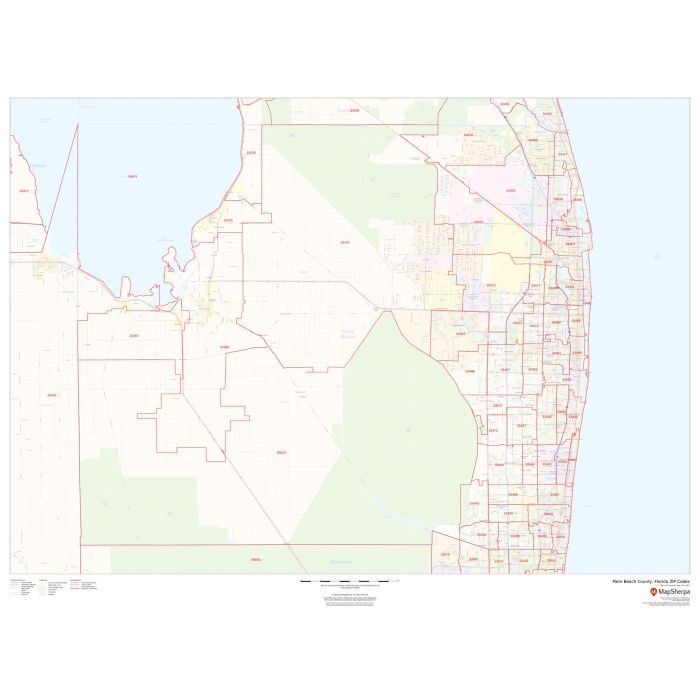 Palm Beach County, Florida ZIP Codes Map | Stanfords