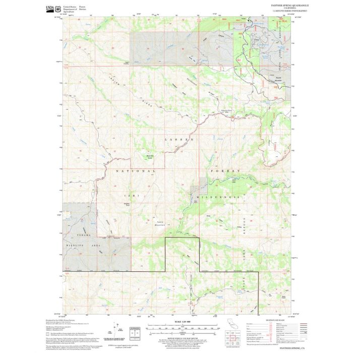 Panther Spring Quadrangle, California Map | Stanfords