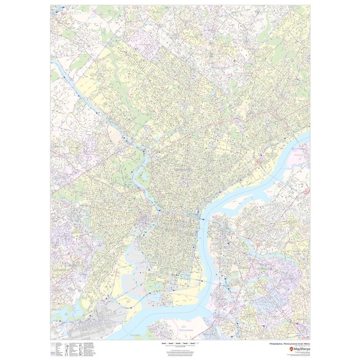 Philadelphia, Pennsylvania Inner Metro - Portrait Map | Stanfords